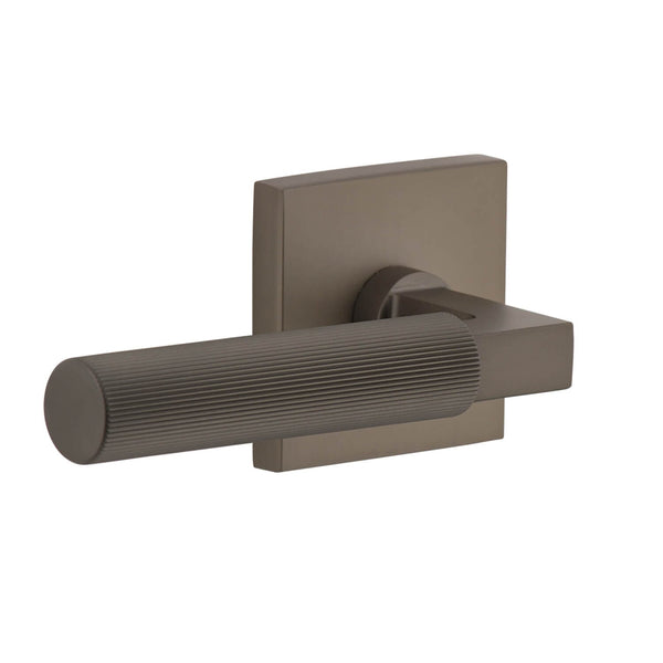 Quadrato Rosette with Contempo Fluted Lever in Titanium Gray - Viaggio Hardware