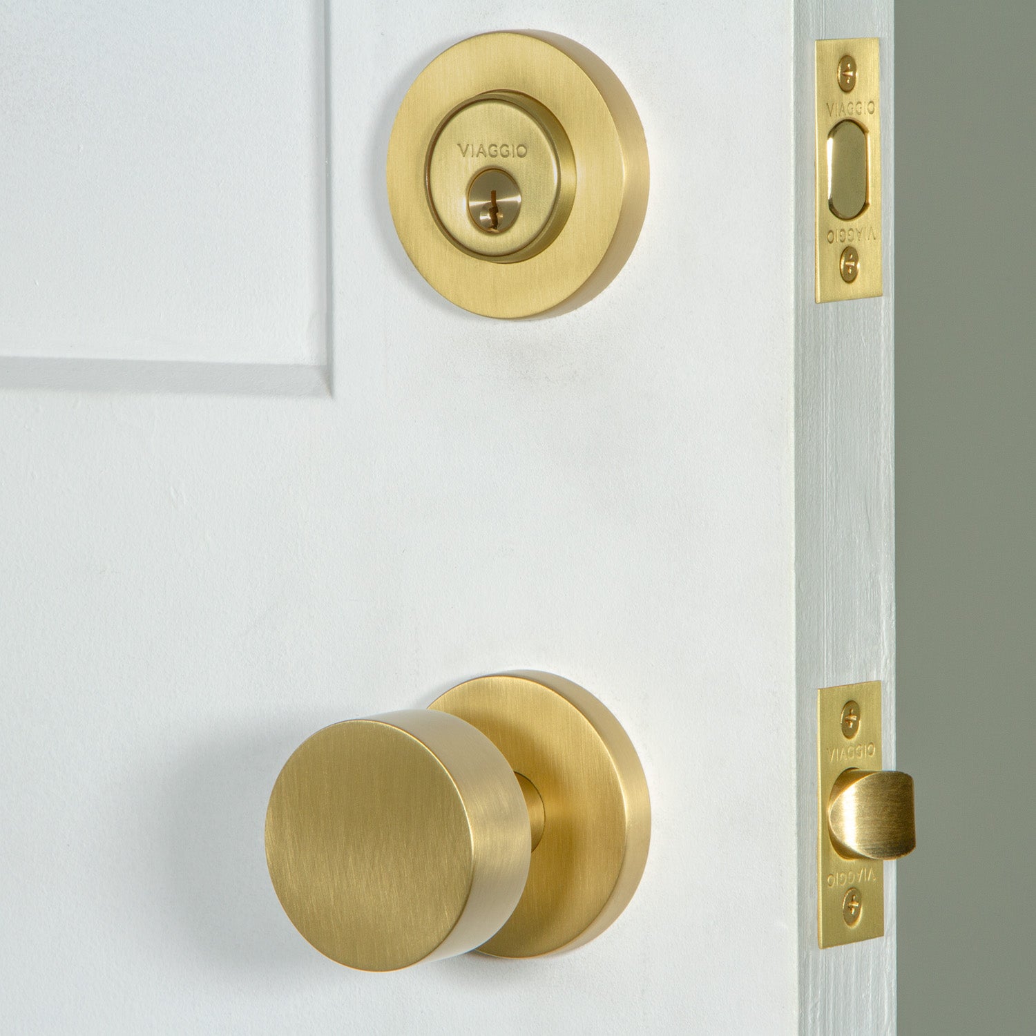 Satin Brass Door Hardware | Viaggio Hardware